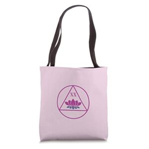 lotus circle triangle sobriety symbol twenty 20 years sober tote bag