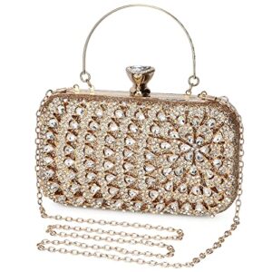 uborse peacock crystal clutch purse for women evening bags formal rhinestones glitter wedding bridal handbag ladies prom cocktail party purse gold