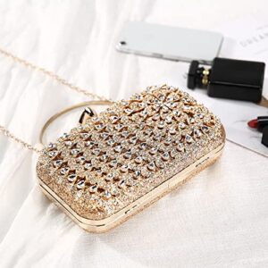 UBORSE Peacock Crystal Clutch Purse for Women Evening Bags Formal Rhinestones Glitter Wedding Bridal Handbag Ladies Prom Cocktail Party Purse Gold