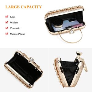 UBORSE Peacock Crystal Clutch Purse for Women Evening Bags Formal Rhinestones Glitter Wedding Bridal Handbag Ladies Prom Cocktail Party Purse Gold