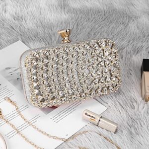 Tanpell Diamond Evening Bag Clutch Purses for Women Sequin Glitter Clutch Bag Evening Handbag Shoulder Bags Purse for Wedding Party Prom (Silver)