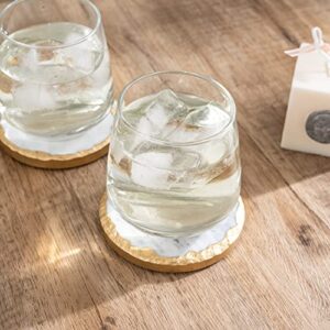 Dear Casa Gold Edge Coasters for Coffee Table (Round) —Set of 6— Handcrafted Real Solid White Marble Coasters— Perfect as Drink Coasters Housewarming Gift — Modern Coasters for Drinks (Round)