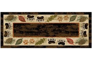 cozy cabin timber ridge non slip rug 20″x44″, brown