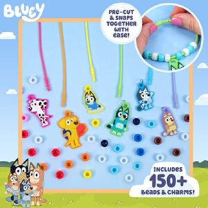 Horizon Group USA Bluey Friendship Jewelry, Create 4 Bluey Charm Bracelets & 2 Bluey Charm Necklaces, Includes 150 Beads & 6 Rubber Charms with Bluey Storage Case, Gifts for Kids Boys Girls