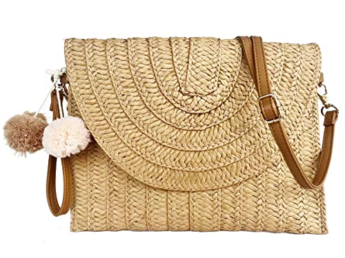 Straw Bag Straw Shoulder Bag Summer Straw Clutch Bags Crossbody Bags for Women