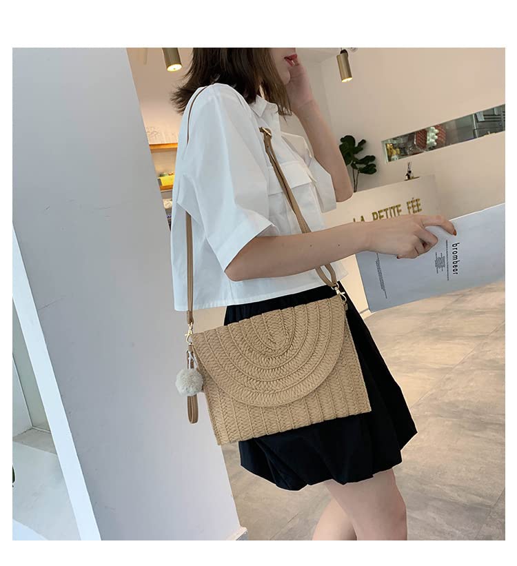 Straw Bag Straw Shoulder Bag Summer Straw Clutch Bags Crossbody Bags for Women