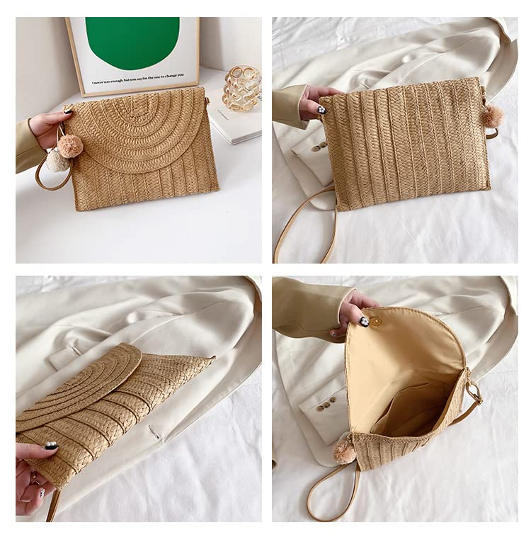 Straw Bag Straw Shoulder Bag Summer Straw Clutch Bags Crossbody Bags for Women