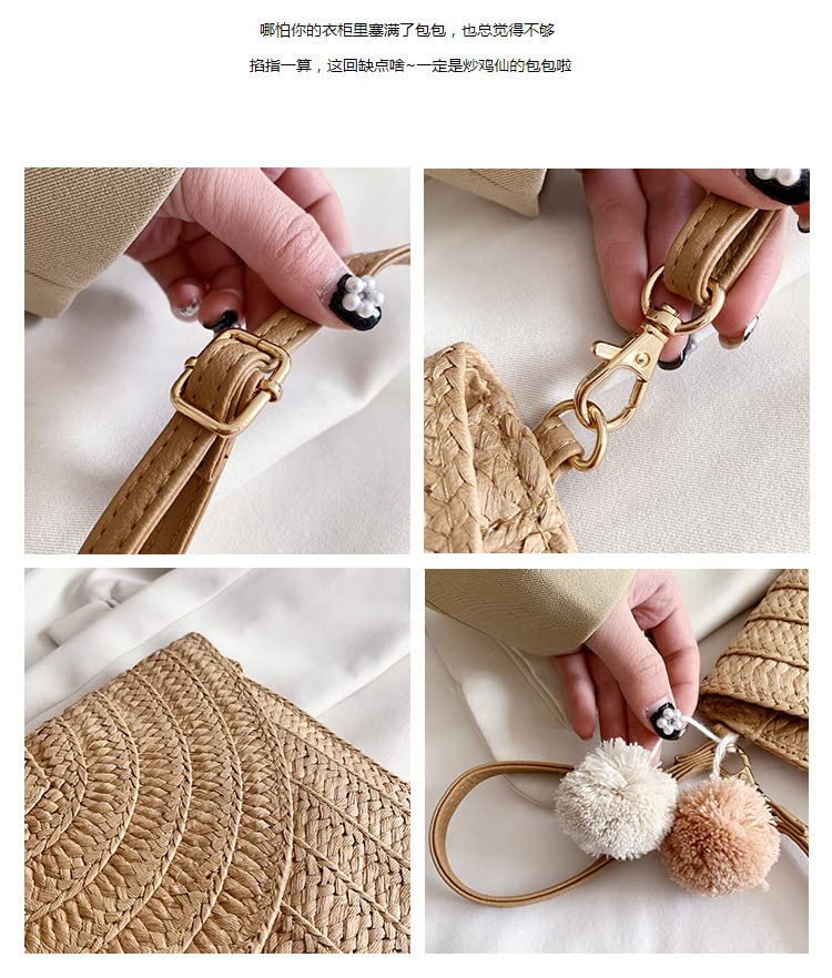 Straw Bag Straw Shoulder Bag Summer Straw Clutch Bags Crossbody Bags for Women