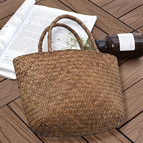 JEROME Casual Straw Bag Natural Wicker Tote Bags Women Braided Handbag For Garden Handmade Woven Rattan Bags Brown