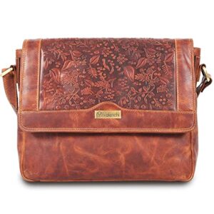 levogue crossbody bag in genuine leather with flower embossing-elegant and classic design