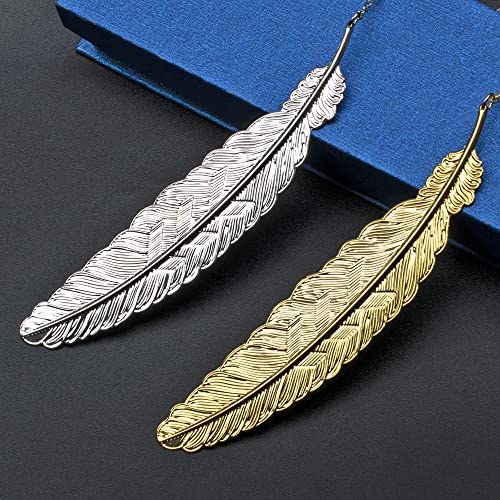 CTZD Metal Leaf Bookmark Birthday Gift for Teachers Feather 3D Butterfly Book Marks for Christmas Valentine's Day Women Girls Readers Lady Female Book Lover (Silver,Red)