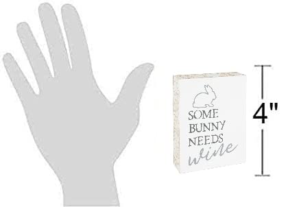 Collins Painting 'Some Bunny Needs Wine' Funny Spring/Easter Block Sign, White, Grey, Brown