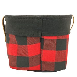 Square Canvas Storage Basket in Black/Red Buffalo Check, 6" H x 8" W