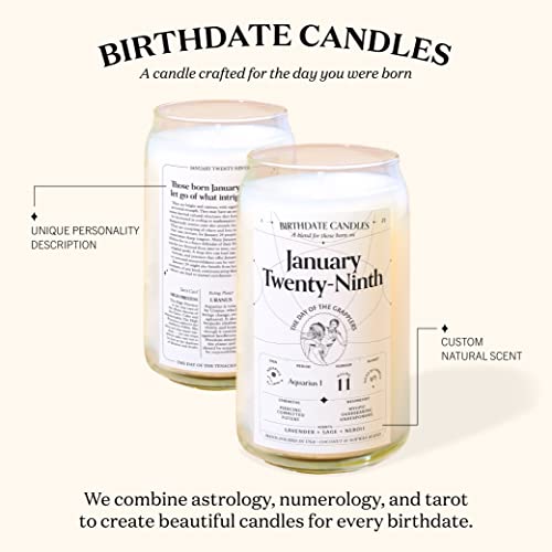 Birthdate Candles, March 30 - Aries Zodiac Scented Candles Birthday Gift - Mint, Geranium & Cedarwood Scent - All-Natural Soy & Coconut Wax, 60-80 Hour Burn Time - Made in USA