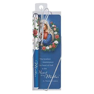 Heart of a Mother Madonna and Child Rollerball Pen with Bookmark Gift Set for Catholic Moms