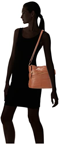 Bueno of California GAL Antique Leather Triple Compartment Shoulder Bag, Cognac