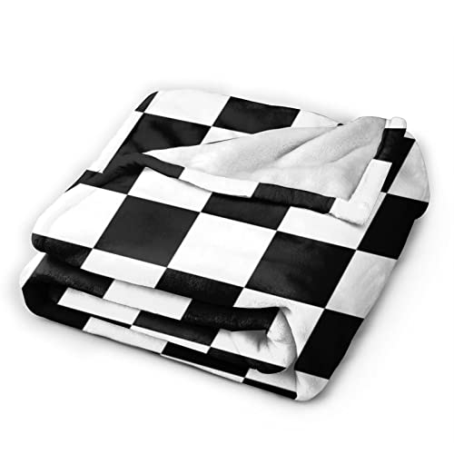 Ultra-Soft Micro Fuzzy Throw Blanket Black White Racing and Checkered Pattern Fluffy Cozy Warm Blankets Soft Blankets Decorative for Couch Bed Sofa Bedroom for Four Seasons 50"x40"