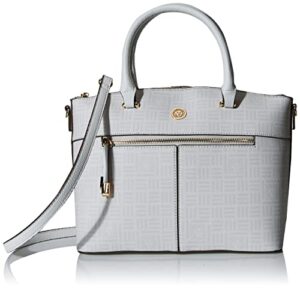 anne klein dome satchel, cool grey lion logo print/anne white