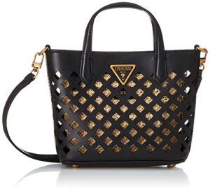 guess womens aqua mini tote crossbody, black, one size us