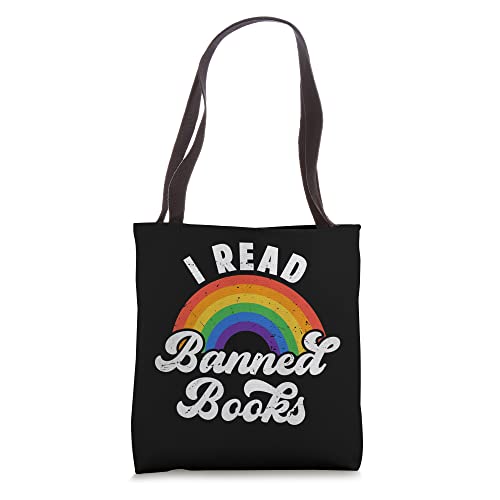 I Read Banned Books Retro Literature Rainbow Reading Vintage Tote Bag