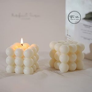 aichlo 2pcs bubble candle white aromatherapy candle shaped candles handmade cube candle vanilla scented candle trendy room decor soy candles fun candles for girls room decor aesthetic