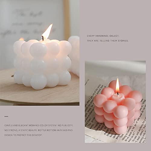 AICHLO 2PCS Bubble Candle White Aromatherapy Candle Shaped Candles Handmade Cube Candle Vanilla Scented Candle Trendy Room Decor Soy Candles Fun Candles for Girls Room Decor Aesthetic