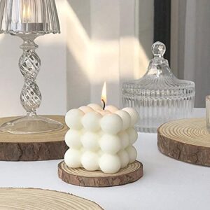 AICHLO 2PCS Bubble Candle White Aromatherapy Candle Shaped Candles Handmade Cube Candle Vanilla Scented Candle Trendy Room Decor Soy Candles Fun Candles for Girls Room Decor Aesthetic