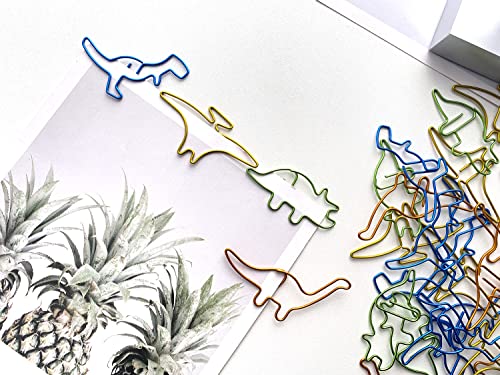 40pcs Funny Dinosaur Paper Clips, Mewuthede Creative Dinosaur Shaped Paperclip, Metal Bookmark Clips Supplies Cute Paper Clips for Home Office Library …