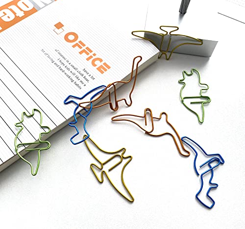 40pcs Funny Dinosaur Paper Clips, Mewuthede Creative Dinosaur Shaped Paperclip, Metal Bookmark Clips Supplies Cute Paper Clips for Home Office Library …