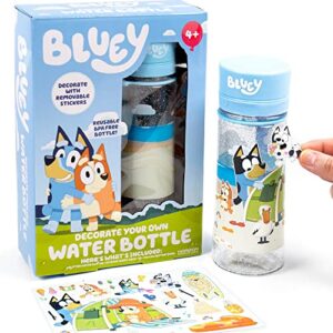 bluey decorate your own water bottle, repositionable stickers, great for bluey birthday parties, summer sports, and more, reusable bpa-free water bottle for kids ages 3, 4, 5, 6