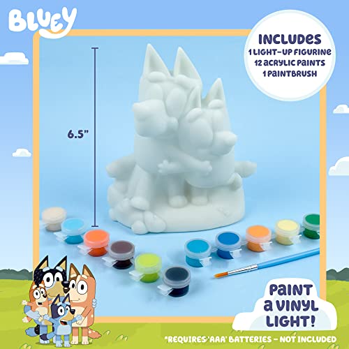 Bluey Paint Your Own Light-Up Figurine, Bluey & Bingo Night Light, Toys for Kids, Playset, Party Decorations, Game, for Kids Ages 3+