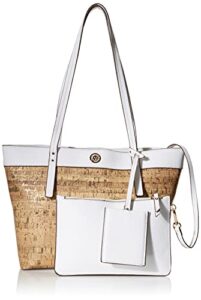 anne klein east west cork tote with card case, anne white