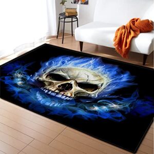 wusan boys doormat bedroom living room area rug blue fire and skull carpet thrilling