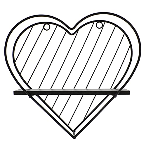 Spec101 Metal Floating Shelf - Decorative Heart Design Hanging Shelf Wall Decor for Food, Collectibles, or Decoration