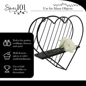 Spec101 Metal Floating Shelf - Decorative Heart Design Hanging Shelf Wall Decor for Food, Collectibles, or Decoration