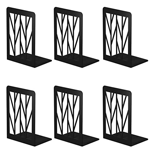 MAMILO Bookends for Book Shelf – 6-Pack Metal Book Ends to Hold Books – Sturdy and Durable Bookends for Shelves – Modern and Elegant Designs – Semi Gloss Coated Paint – Ideal for Bookshelf Decor