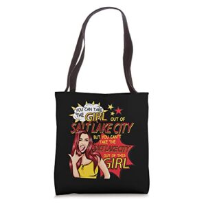 girl from salt lake city – comic style – salt lake city girl tote bag