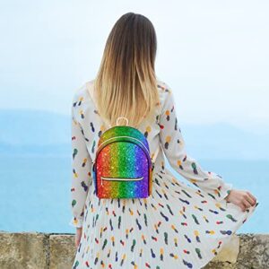 Rainbow Mini Backpack Purse for Women, Rainbow Sequins Leather Small Backpack Casual Travel Daypacks Shoulder Bag for Girls Teen