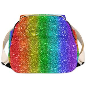 Rainbow Mini Backpack Purse for Women, Rainbow Sequins Leather Small Backpack Casual Travel Daypacks Shoulder Bag for Girls Teen