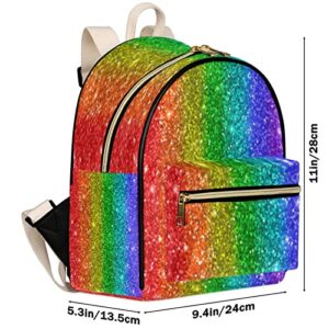 Rainbow Mini Backpack Purse for Women, Rainbow Sequins Leather Small Backpack Casual Travel Daypacks Shoulder Bag for Girls Teen