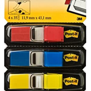 Post-it 12 x 43 mm Small Index Flags, 4 Colours - Multicolour, Pack of 140 Flags