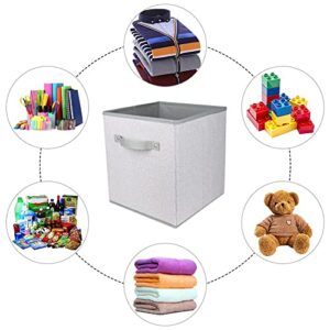 Kntiwiwo Collapsible Fabric Storage Cubes Organizer 11 Inch Cube Storage Bins Collapsible Storage Bins for Cube Organizer with Handles, Grey, Set of 6