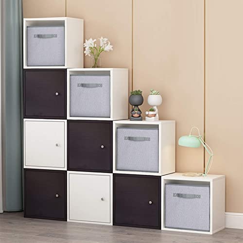 Kntiwiwo Collapsible Fabric Storage Cubes Organizer 11 Inch Cube Storage Bins Collapsible Storage Bins for Cube Organizer with Handles, Grey, Set of 6