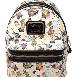 Loungefly Disney Peter Pan Tinkerbell Tattoo Print Womens Double Strap Shoulder Bag Purse