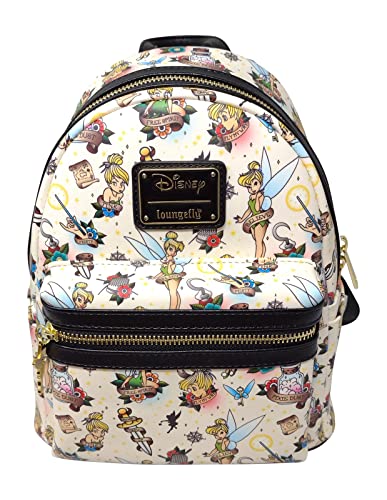 Loungefly Disney Peter Pan Tinkerbell Tattoo Print Womens Double Strap Shoulder Bag Purse