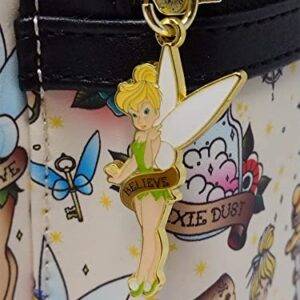 Loungefly Disney Peter Pan Tinkerbell Tattoo Print Womens Double Strap Shoulder Bag Purse