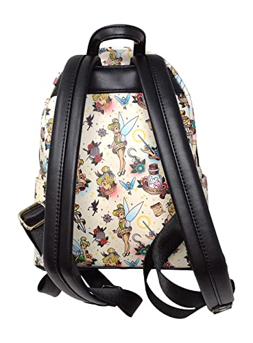 Loungefly Disney Peter Pan Tinkerbell Tattoo Print Womens Double Strap Shoulder Bag Purse