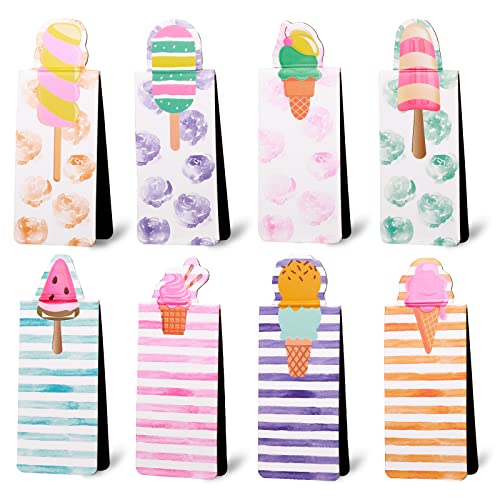 24 Pcs Summer Magnetic Bookmarks for Kids, Ice Cream Theme Funny Bookmarks for Students Kids Adults Reading