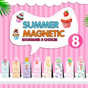 24 Pcs Summer Magnetic Bookmarks for Kids, Ice Cream Theme Funny Bookmarks for Students Kids Adults Reading