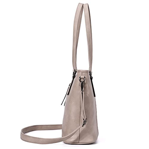 Women Tote Bag PU Shoulder Purse Crossbody Large Bag… (Sand)